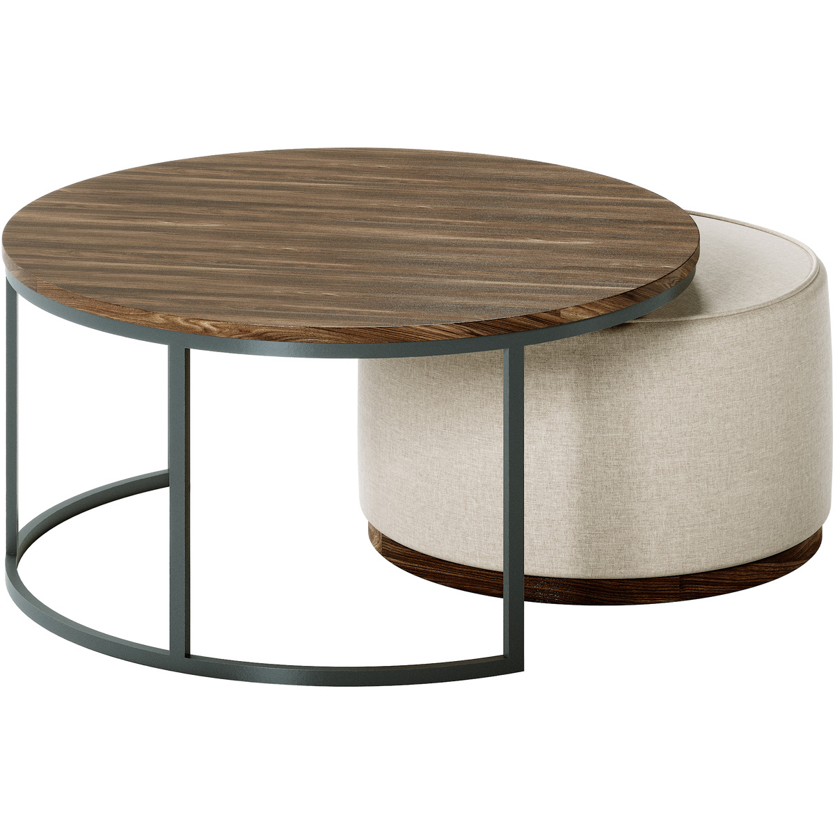Laurent Nesting Tables - Timber Top & Upholstered Ottoman | Specialised ...